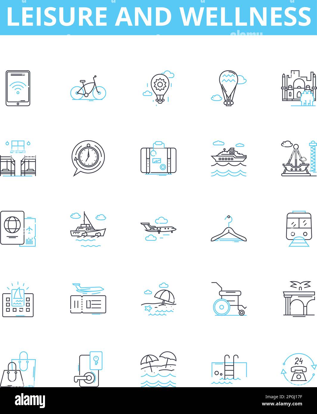 Leisure and wellness vector line icons set. Leisure, Wellness, Relaxation, Vacation, Fitness ...