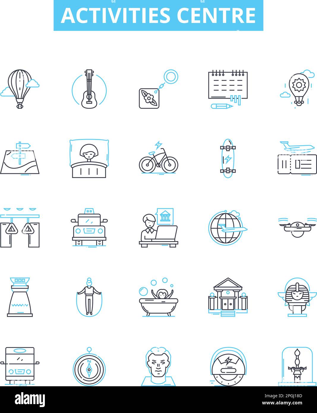 Activities centre vector line icons set. Activity, Centre, Outdoors ...