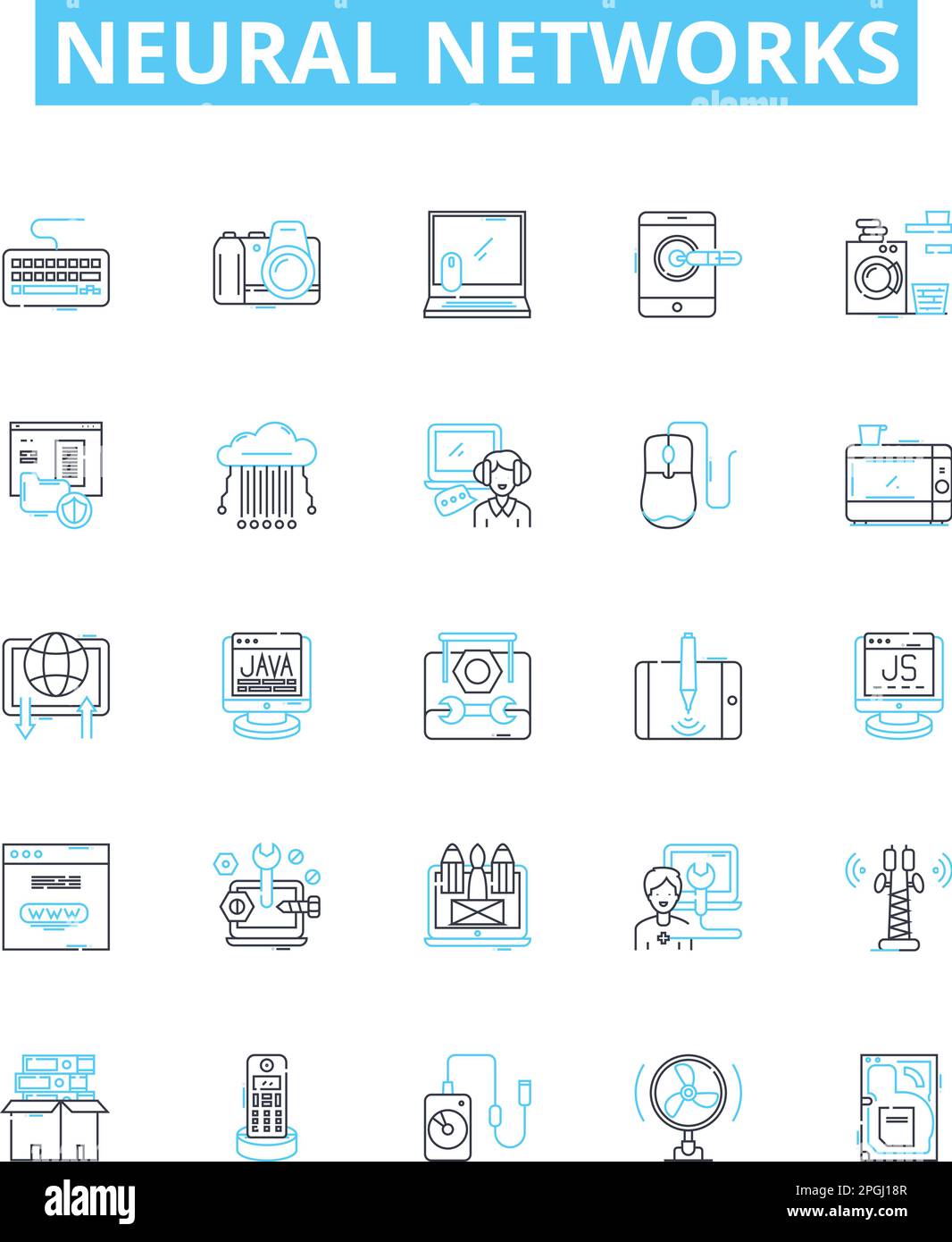 Neural Networks Vector Line Icons Set Neurons Networks Learning Ai