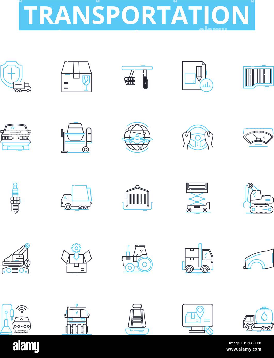 Transportation vector line icons set. Travel, Transit, Freight, Delivery, Shipping, Logistics ...