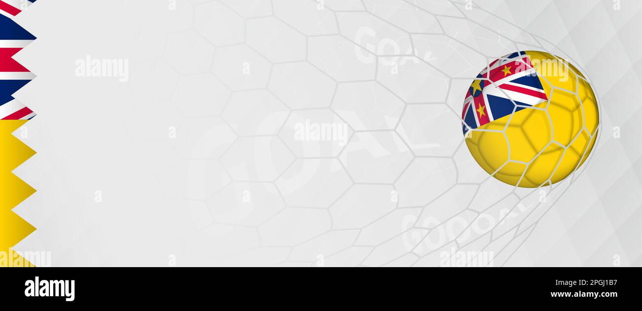 Banner design of a football ball with flag of Niue in football net, the ...