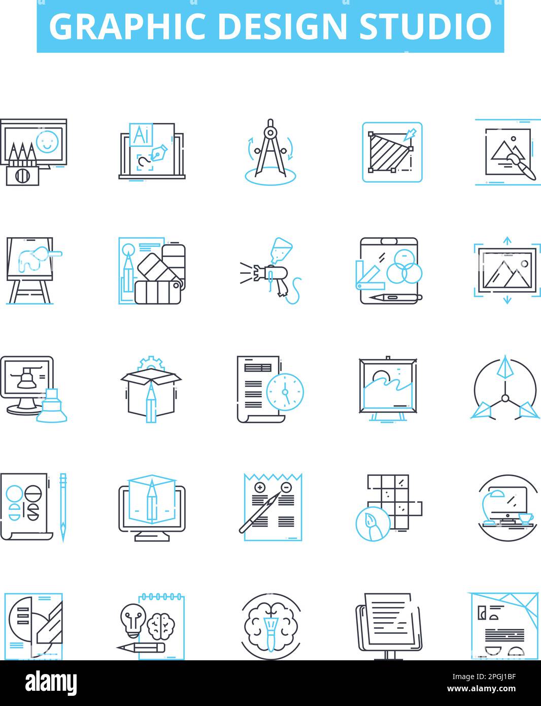 Graphic design studio vector line icons set. Graphic, Design, Studio ...