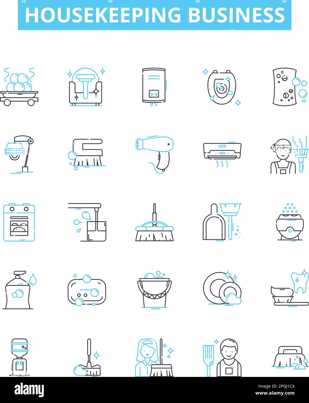 Housekeeping business vector line icons set. Housekeeping, Business ...