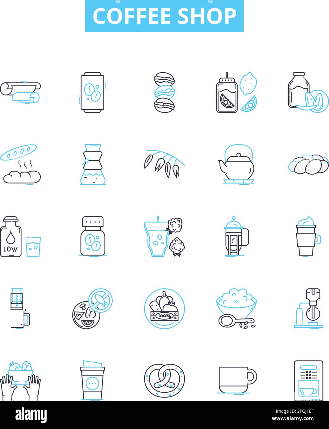 Coffee shop vector line icons set. Cafe, Coffeehouse, Espresso, Latte, Cappuccino, Mocha ...
