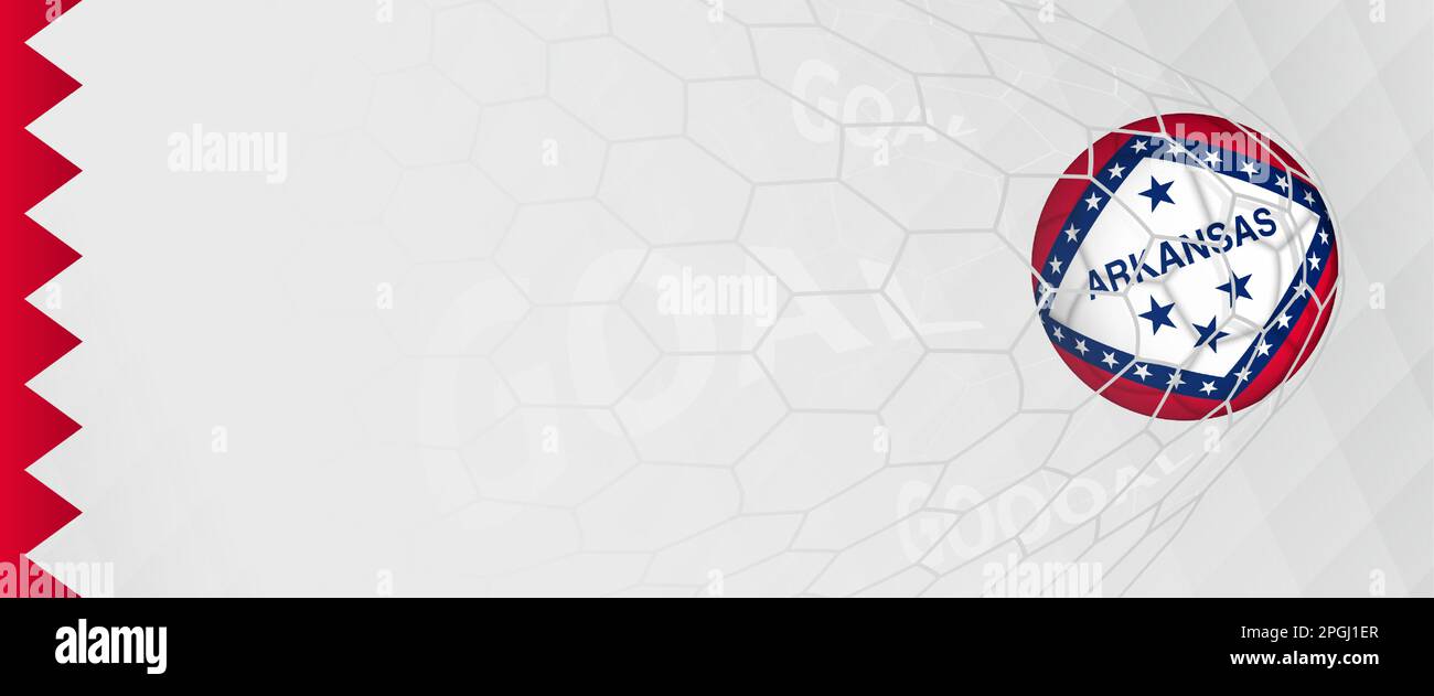 Banner design of a football ball with flag of Arkansas in football net ...