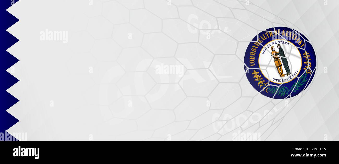 Banner design of a football ball with flag of Kentucky in football net ...
