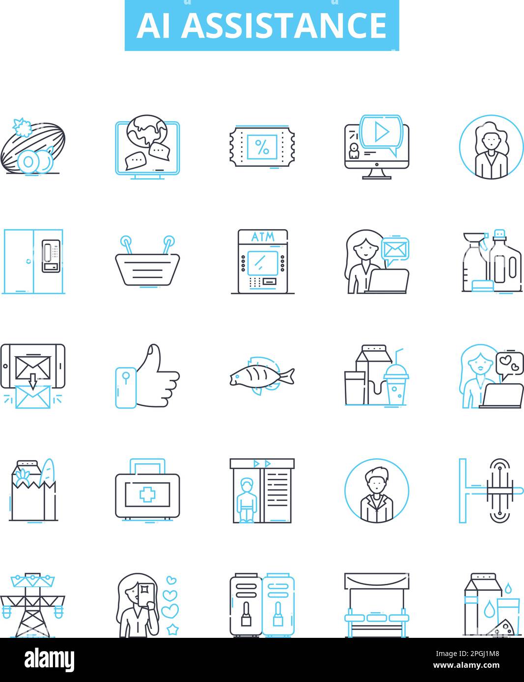 Ai assistance vector line icons set. AI, Assistance, Automation ...