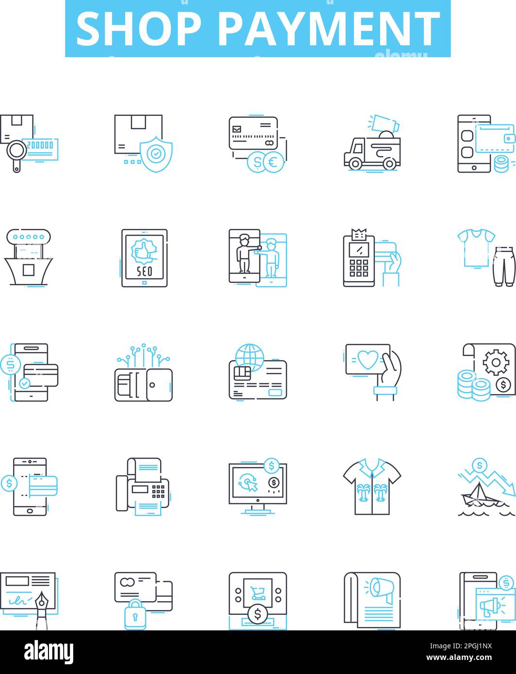 Shop payment vector line icons set. Payment, Shopping, Store, Buy ...