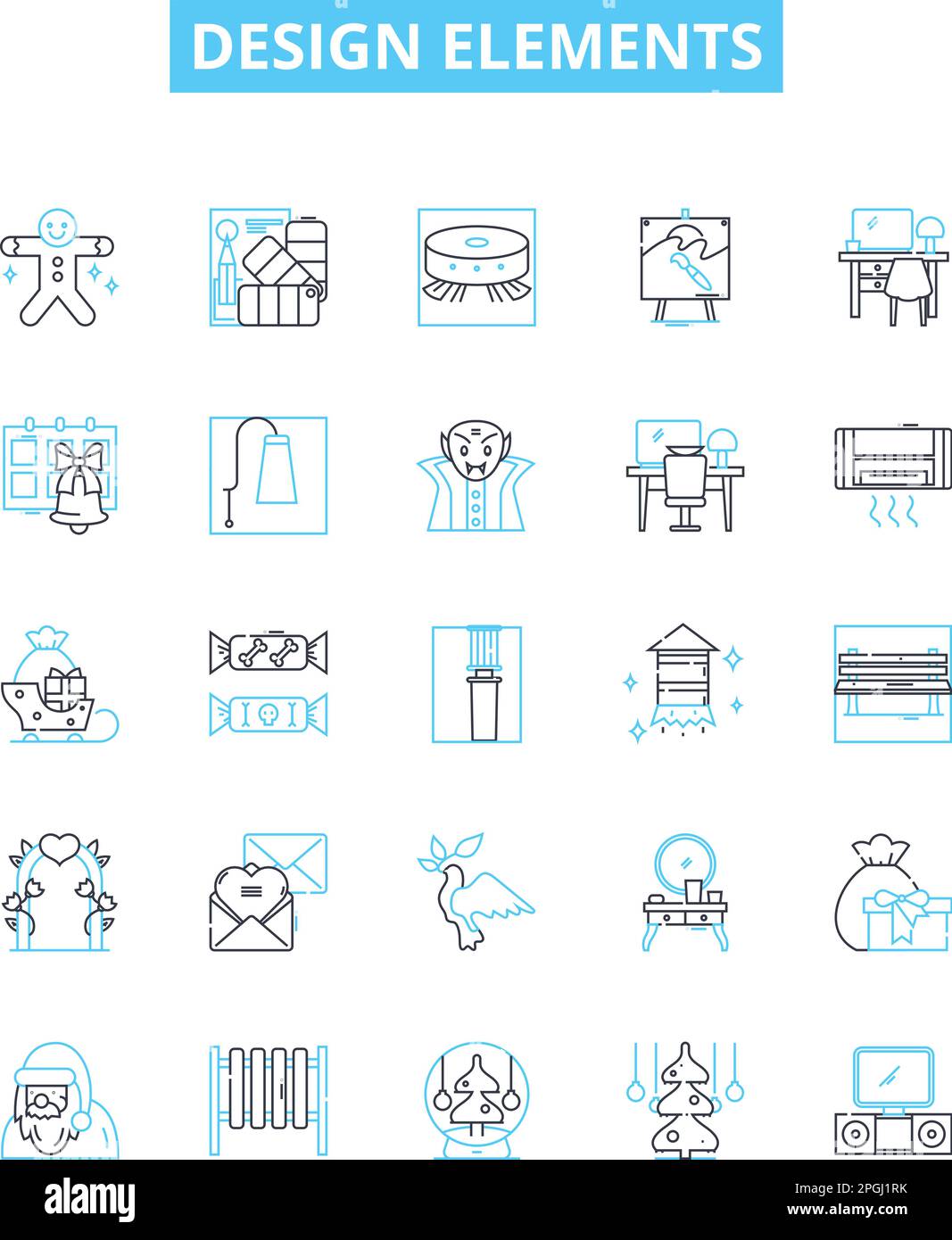 Design elements vector line icons set. Colour, Form, Line, Shape, Space ...
