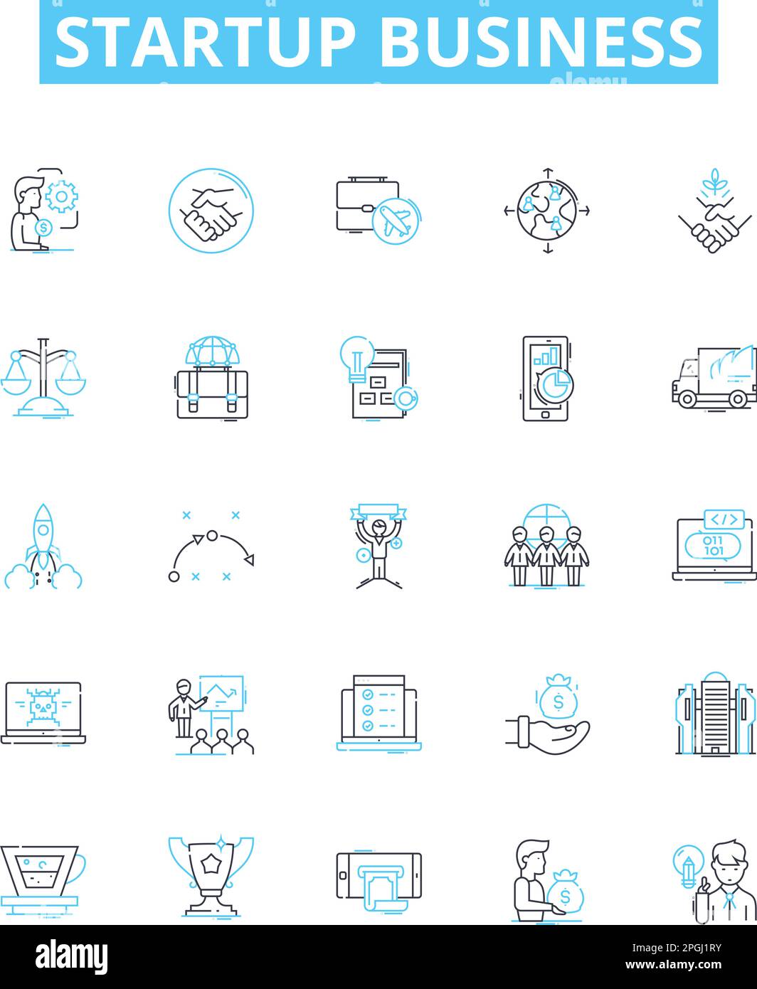 Startup business vector line icons set. Venture, Launch, Incubate, Fund ...
