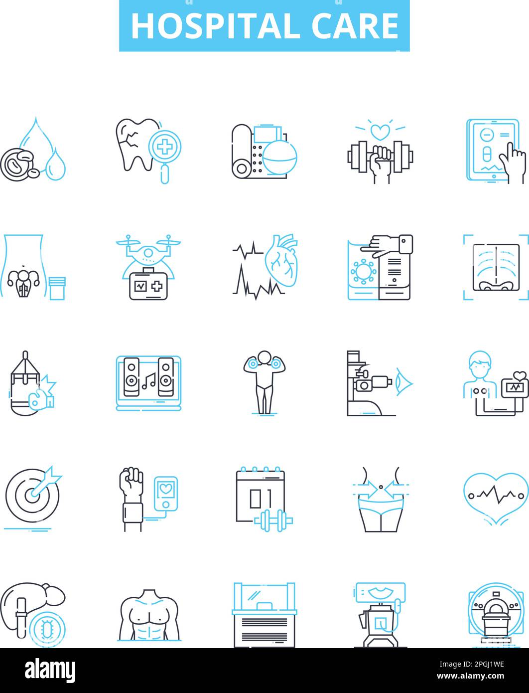 Hospital care vector line icons set. Hospital, Care, Treatment, Nursing ...