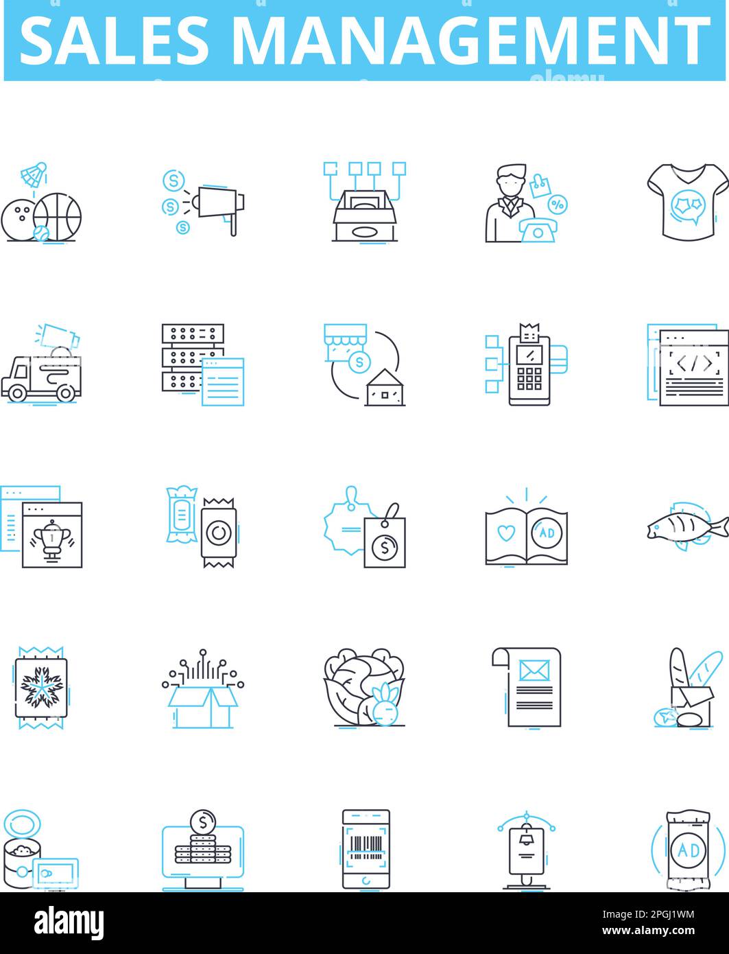 Sales Management Vector Line Icons Set Sales Management Process Crm