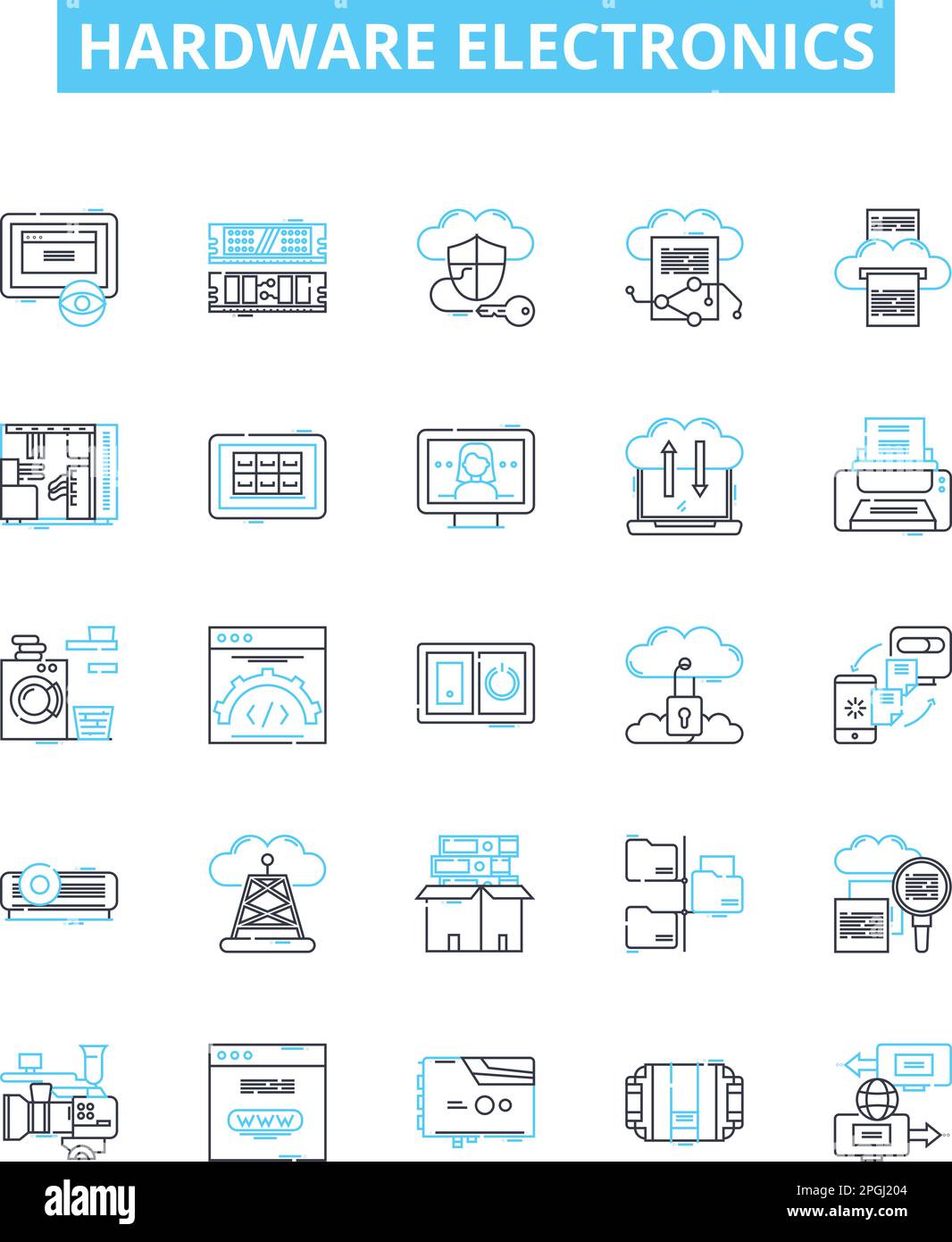 hardware electronics vector line icons set. Hardware, Electronics ...