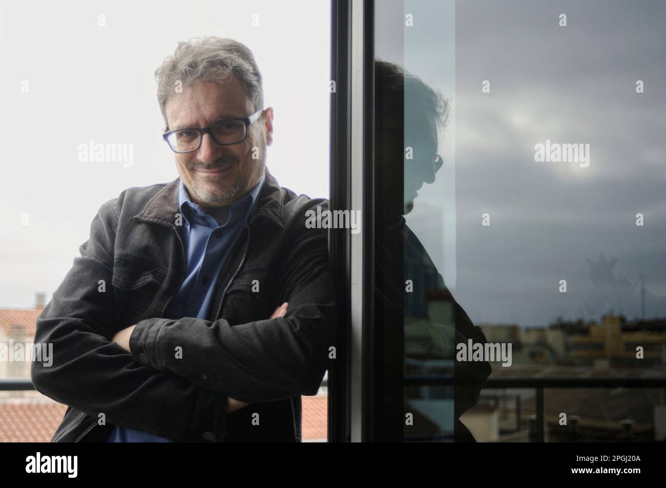 The writer Albert Sánchez poses during the presentation of his novel ...
