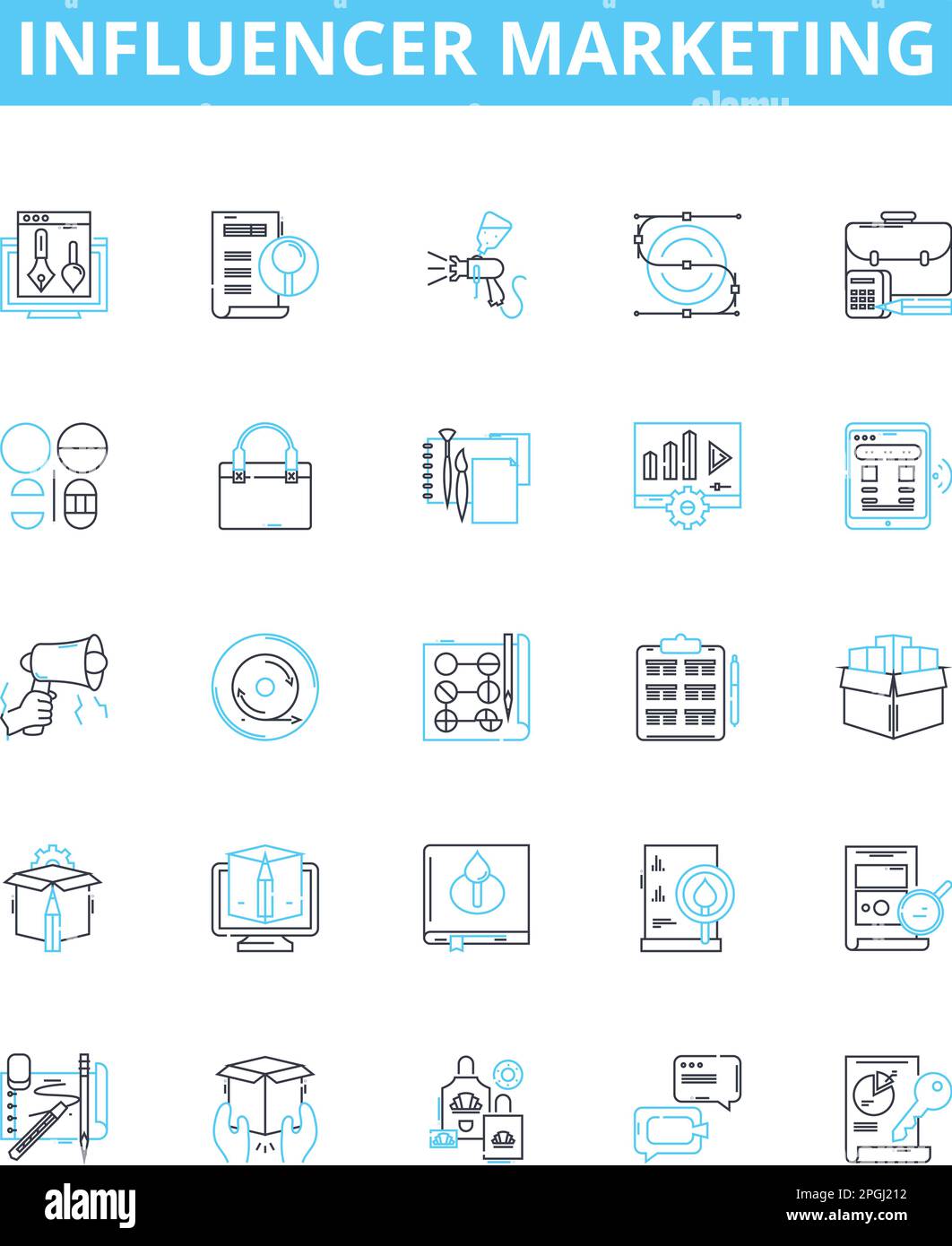 Influencer marketing vector line icons set. Influencer, Marketing ... Influencer marketing vector line icons set. Influencer, Marketing ...