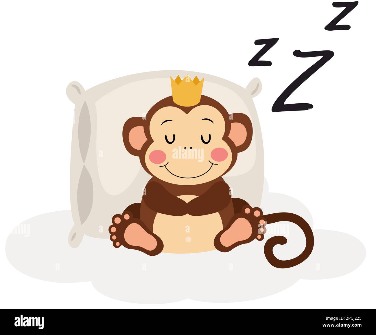 Adorable monkey with a crown on his head sleeping Stock Photo - Alamy
