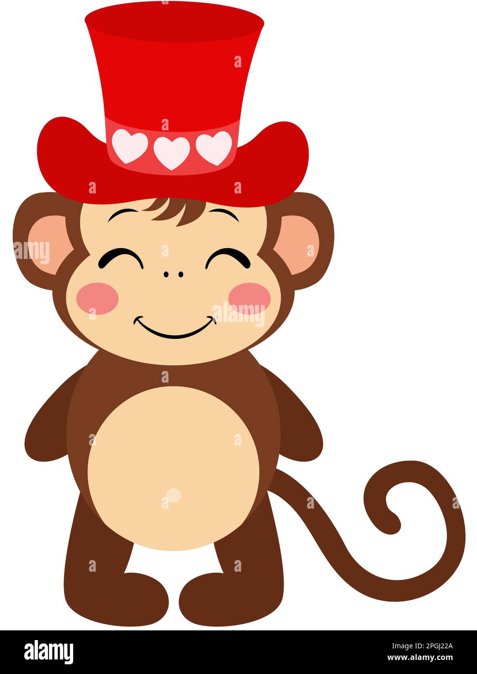 Adorable monkey with red hat Stock Photo - Alamy