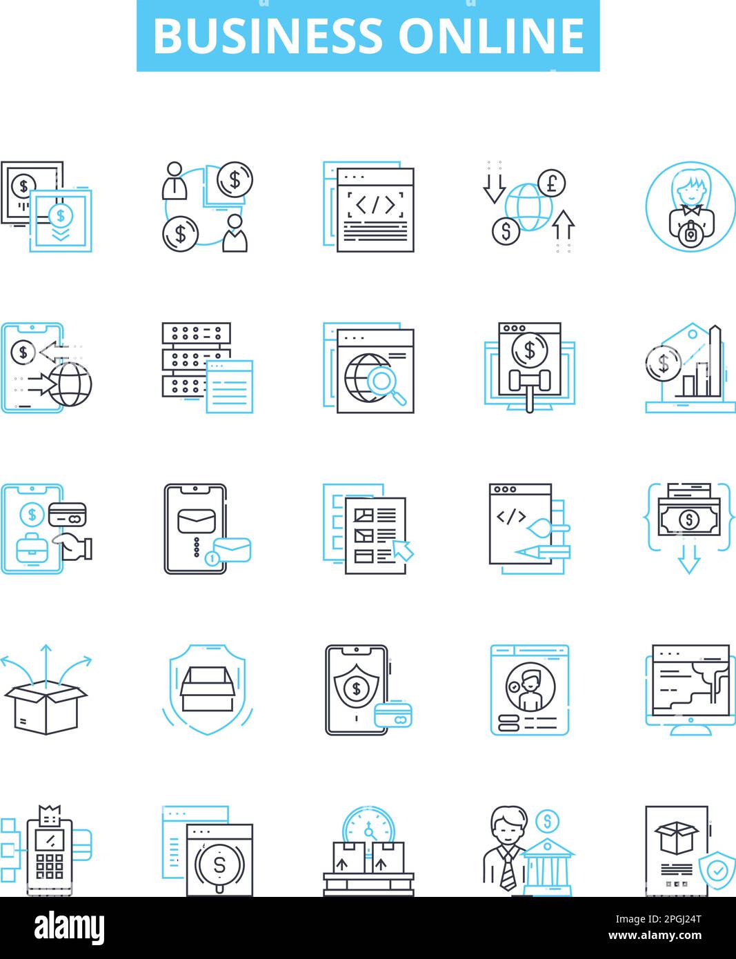 Business online vector line icons set. Online, Business, E-commerce ...