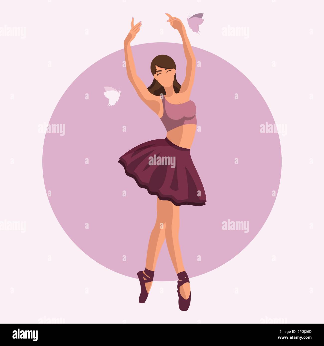 Vector illustration classical ballet. Caucasian white woman ballet ...