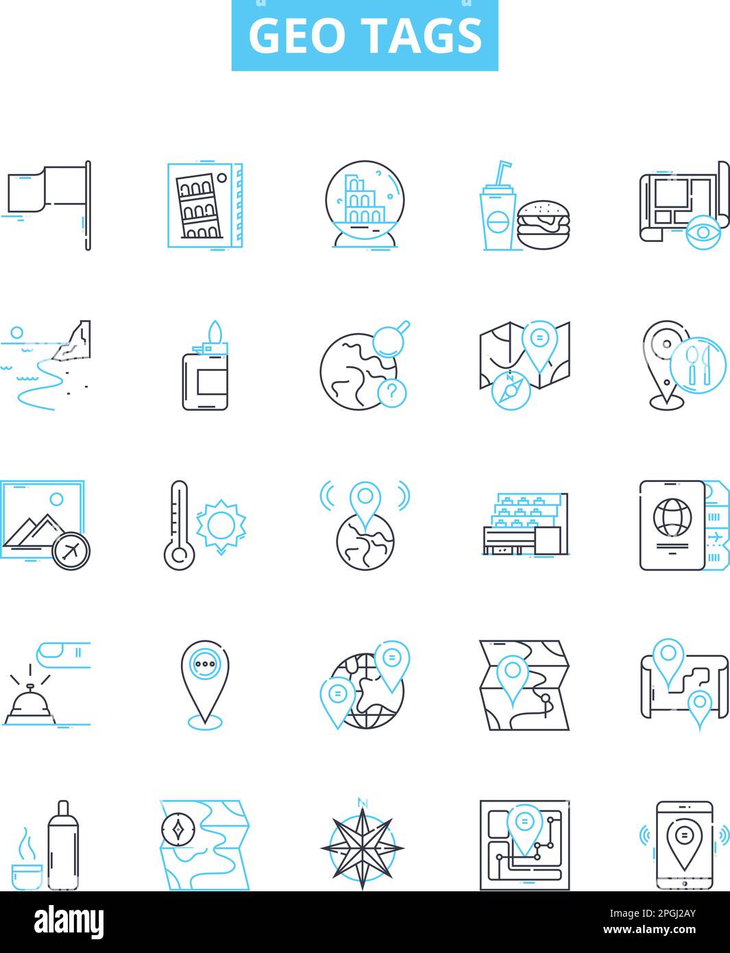 Geo tags vector line icons set. Geolocation, Geotagging, Geo-tags ... Geo tags vector line icons set. Geolocation, Geotagging, Geo-tags ...