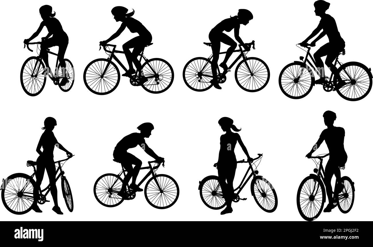 Bike and Bicyclist Silhouettes Set Stock Vector Image & Art - Alamy