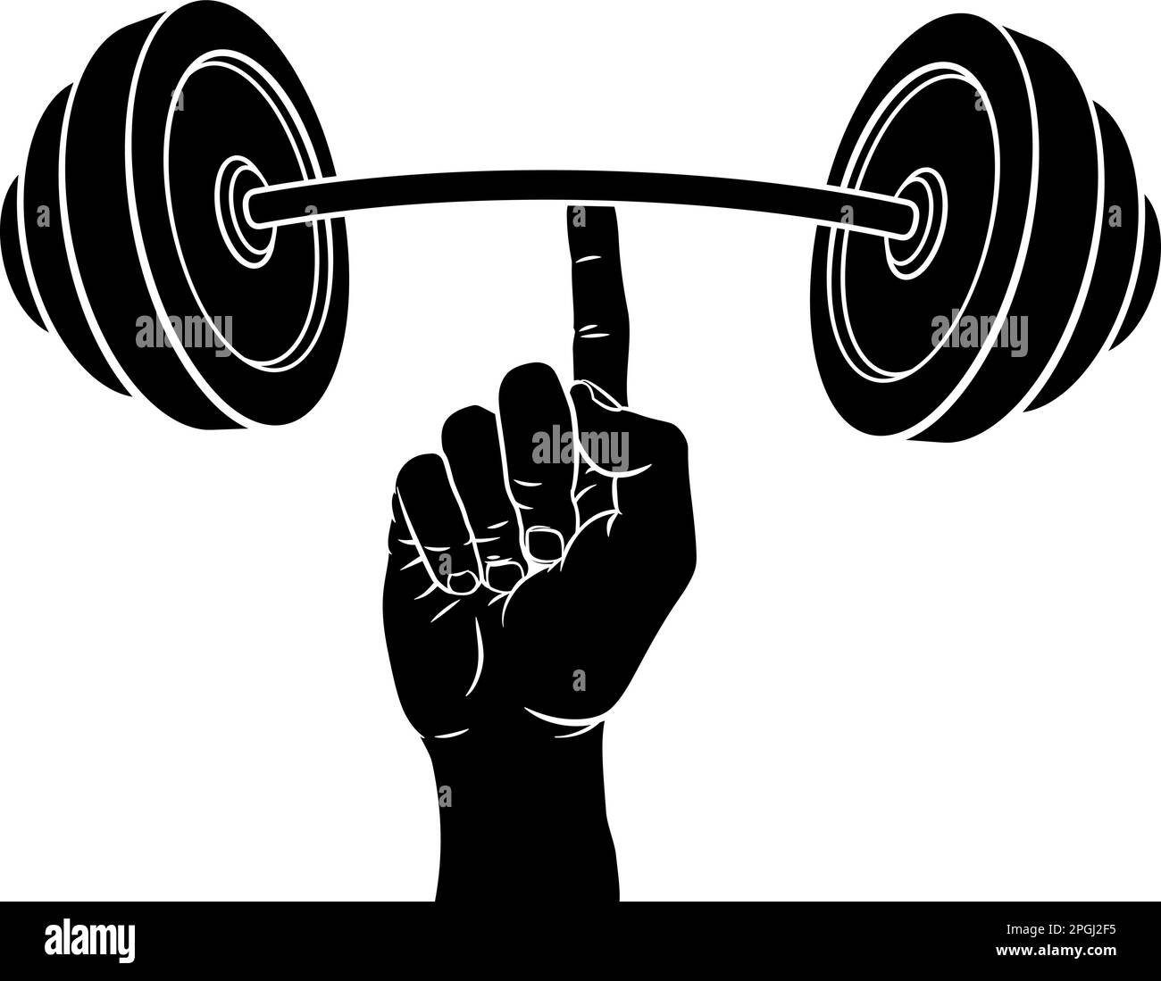 Strong man lifting weights finger Black and White Stock Photos & Images ...