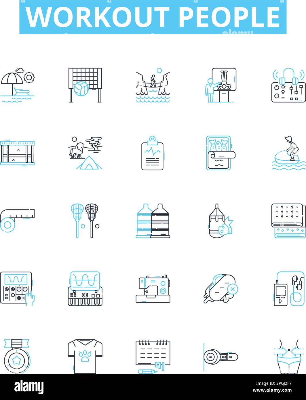 Workout people vector line icons set. Exercisers, Athletes, Gym-goers ...