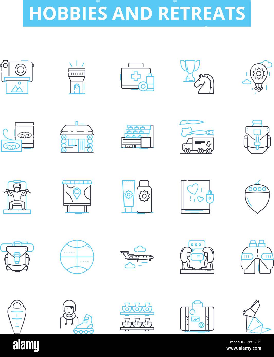 Hobbies and retreats vector line icons set. Retreats, Hobbies, Crafts ...