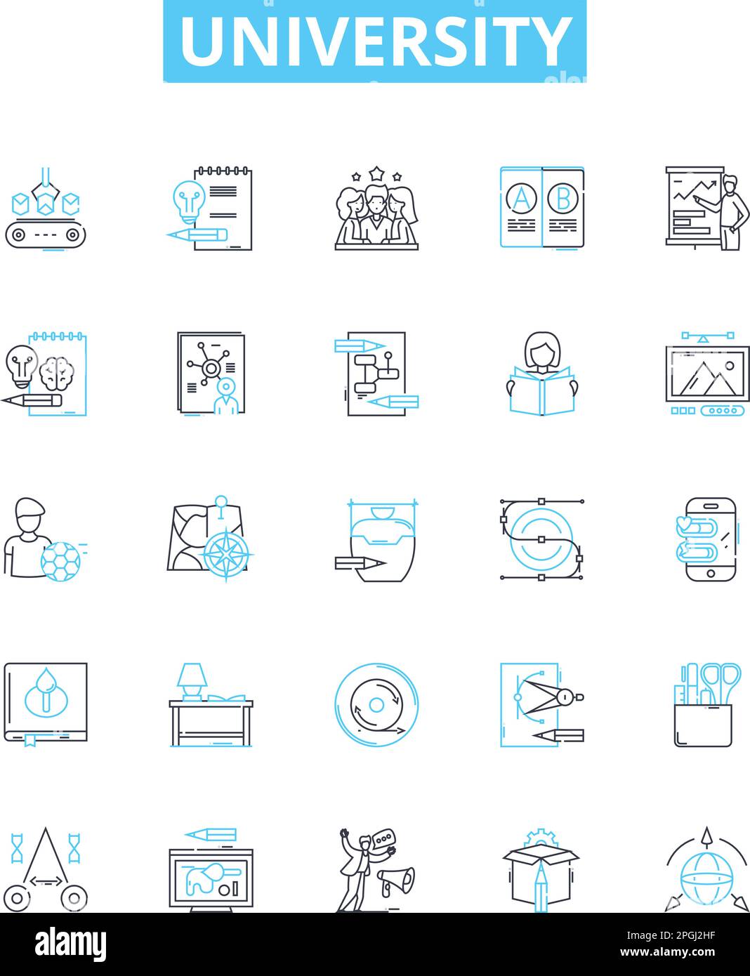 University vector line icons set. College, University, School, Higher-education, Campus ...