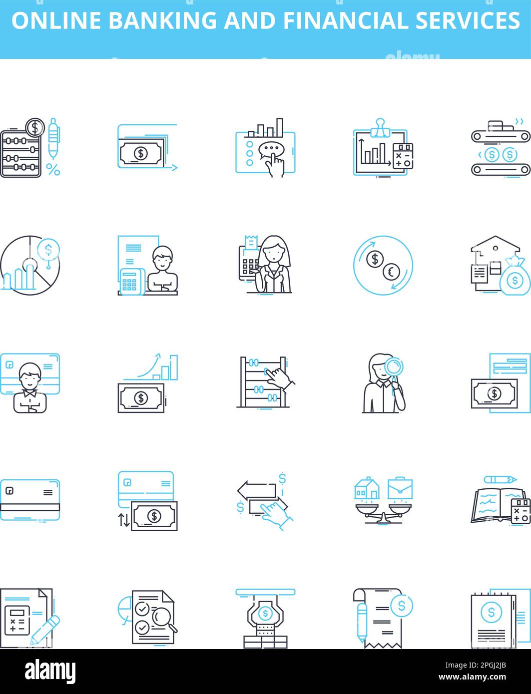Online banking and financial services vector line icons set. Banking ...