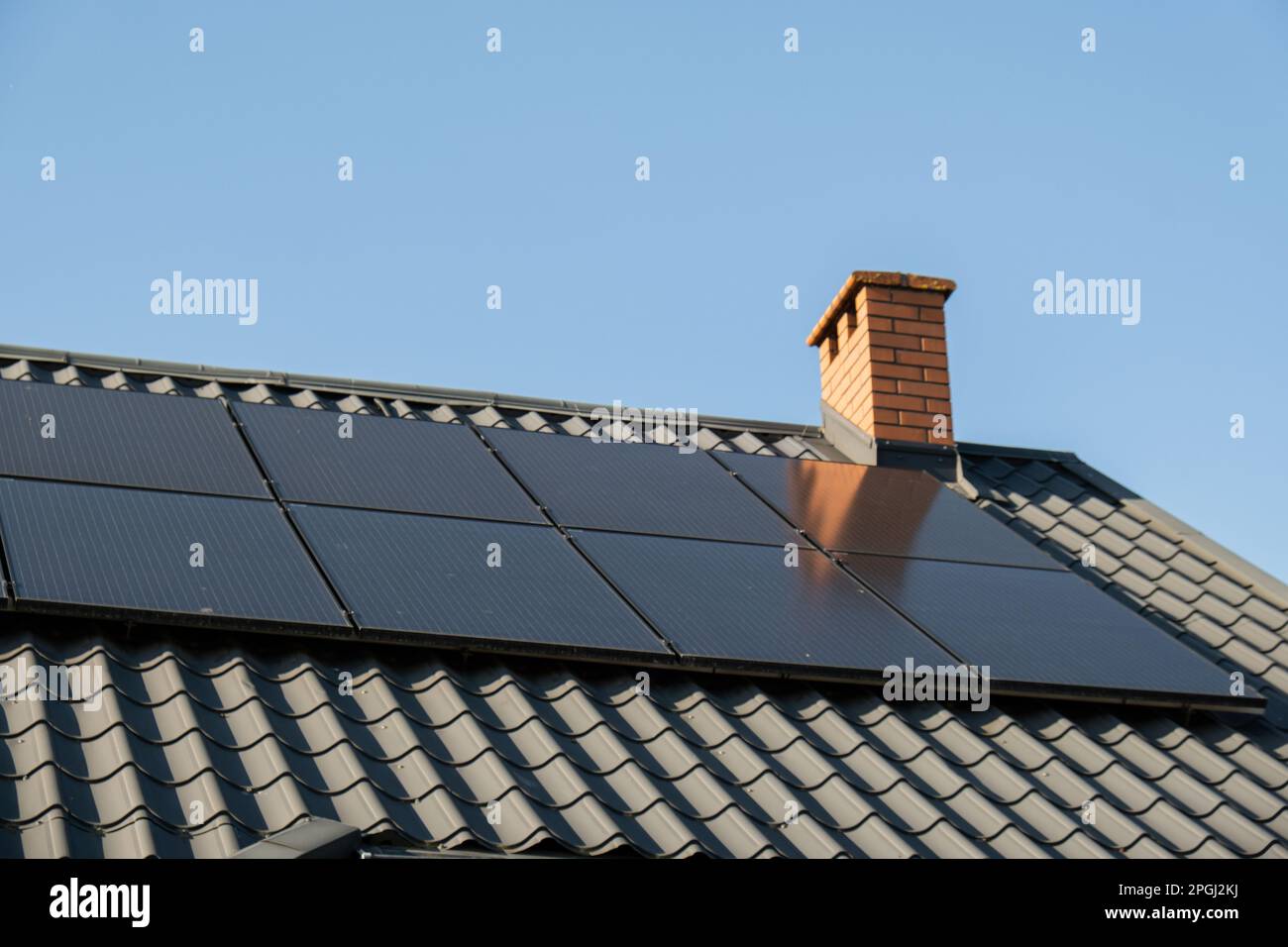 New ecologic house with solar panels Alternative to conventional energy ...