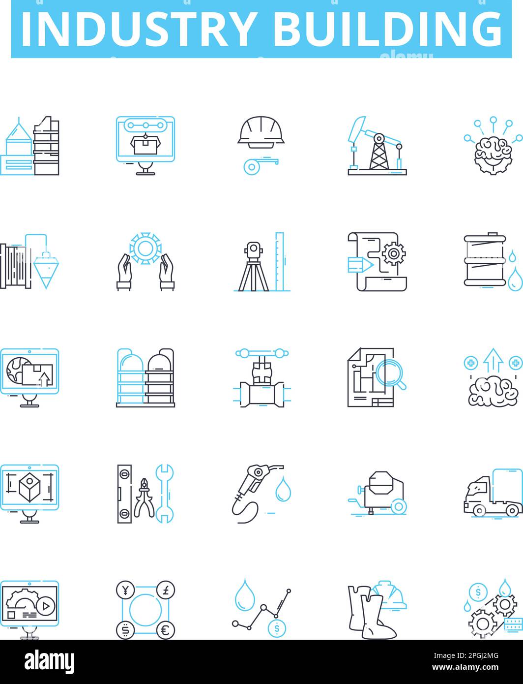 Industry building vector line icons set. Construction, Manufacturing ...