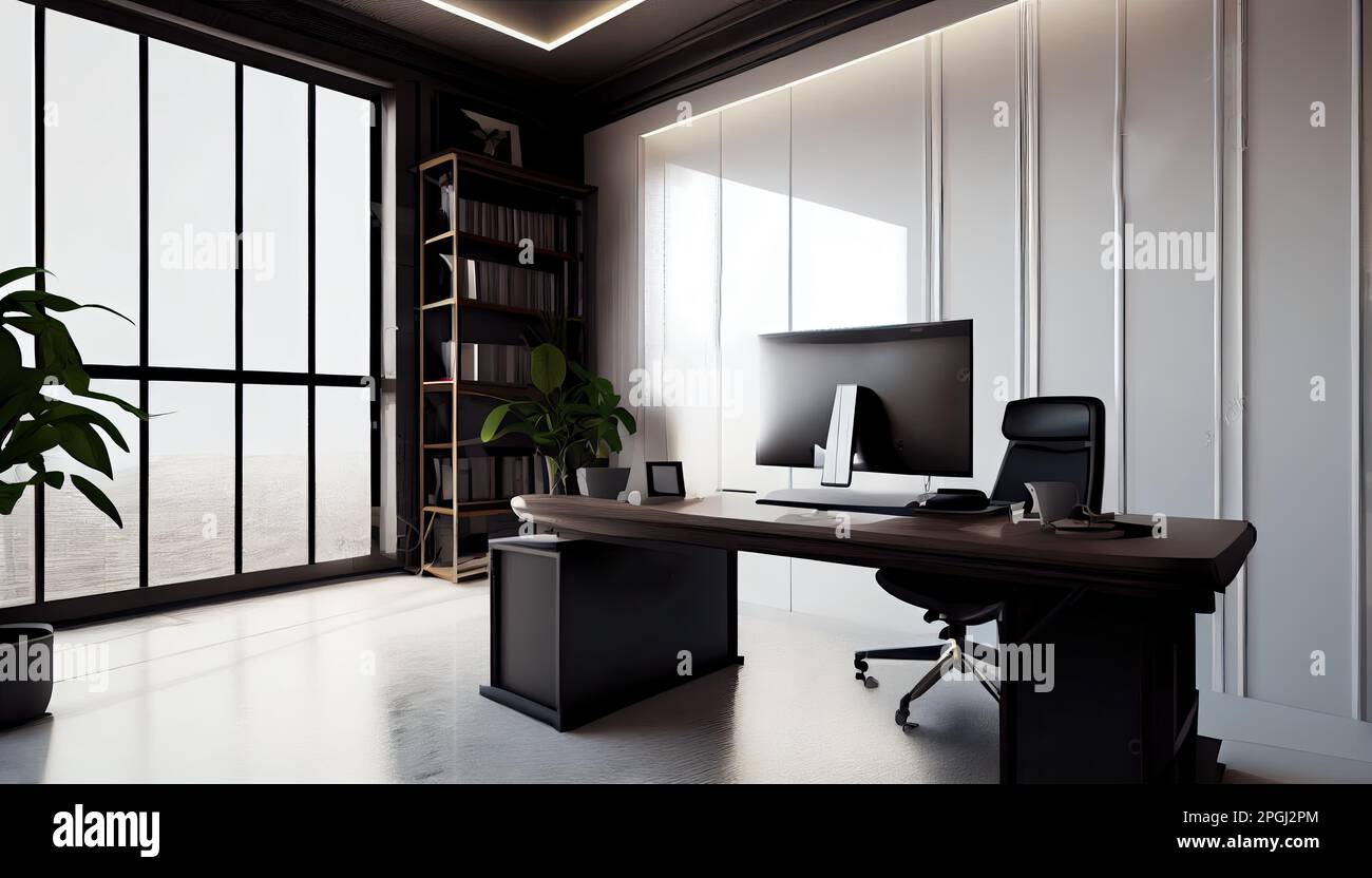Modern office with white walls Stock Photo - Alamy