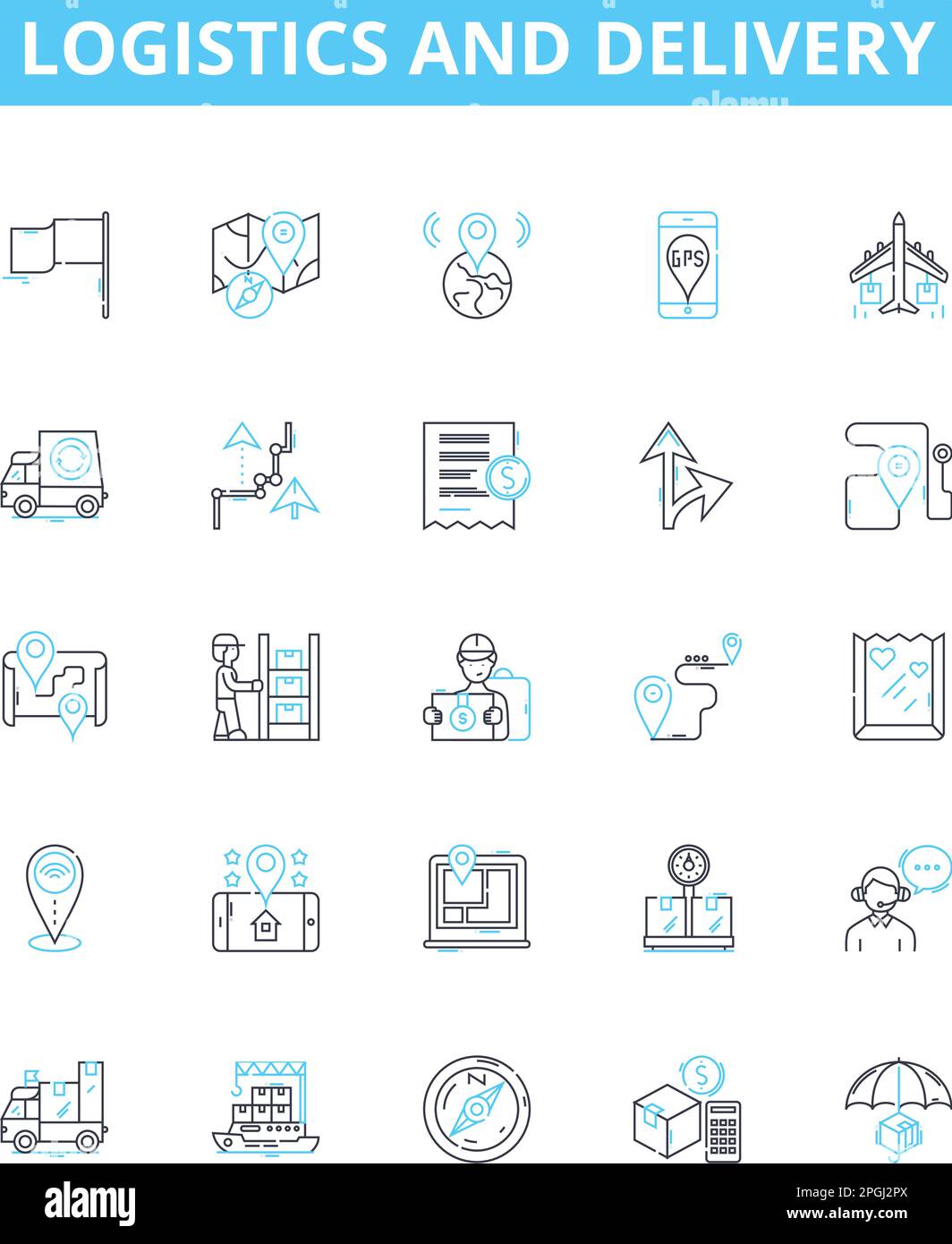 Logistics and delivery vector line icons set. Logistics, Delivery, Shipping, Transport, Cargo ...