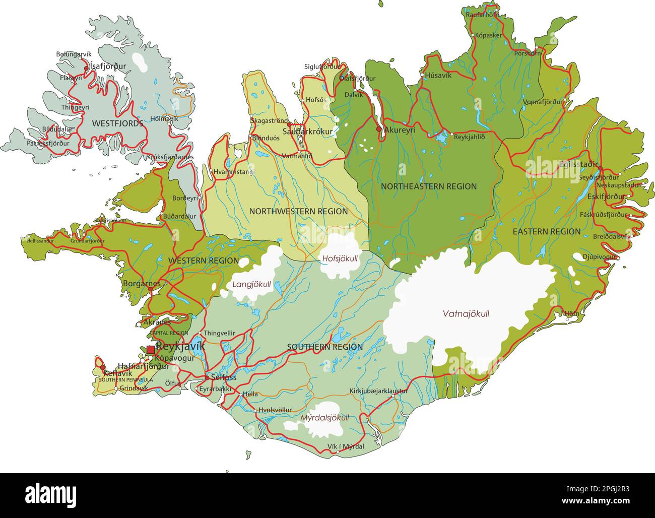 Large Political Map Of Iceland With Relief Roads And Cities 1981 Large ...