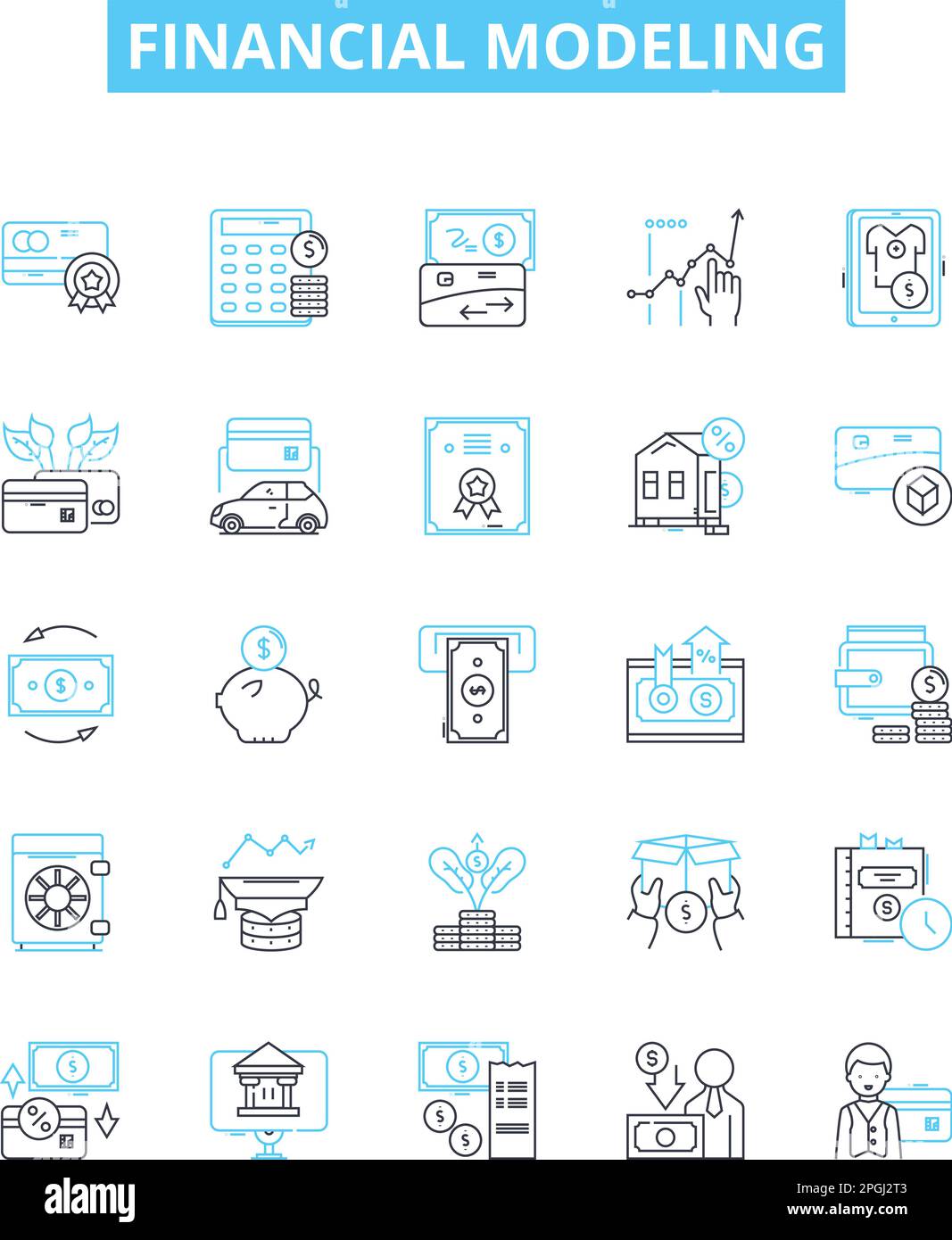 Financial Modeling Vector Line Icons Set Cashflow Forecasting