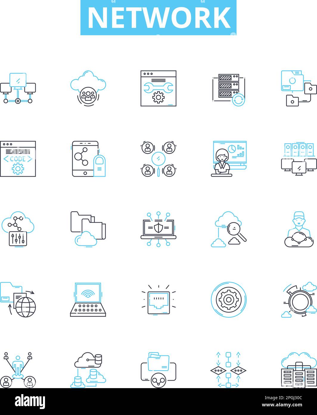 Network Vector Line Icons Set Network Connectivity Lan Wan System Infrastructure Wifi