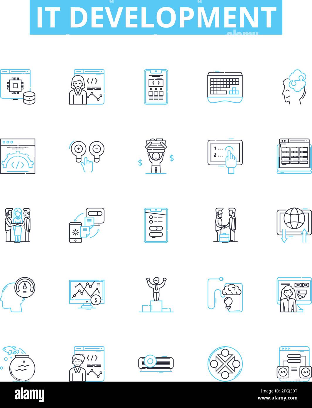 IT development vector line icons set. IT, development, software, coding ... IT development vector line icons set. IT, development, software, coding ...