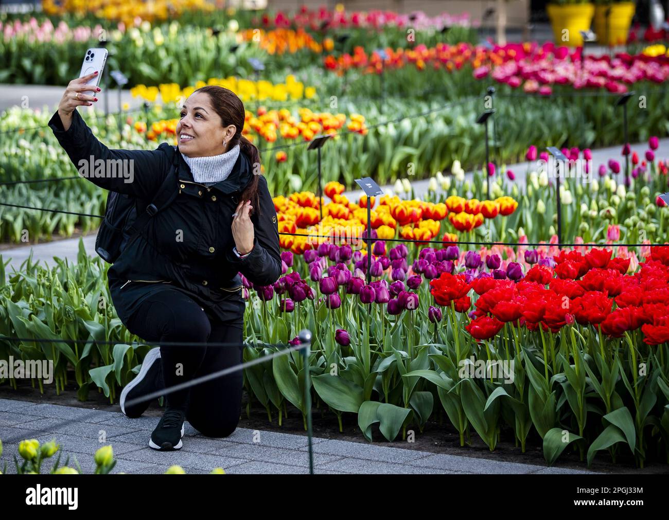 LISSE - Visitors in Keukenhof. The flower exhibition has opened its ...