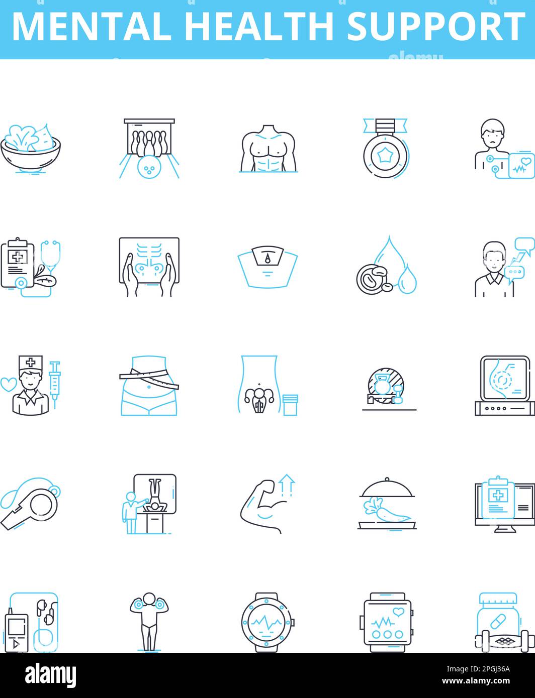 Mental health support vector line icons set. Counseling, Therapy ...