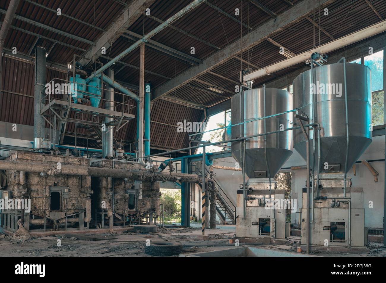 interiors and machinery, plants retaking possession of a disused ...