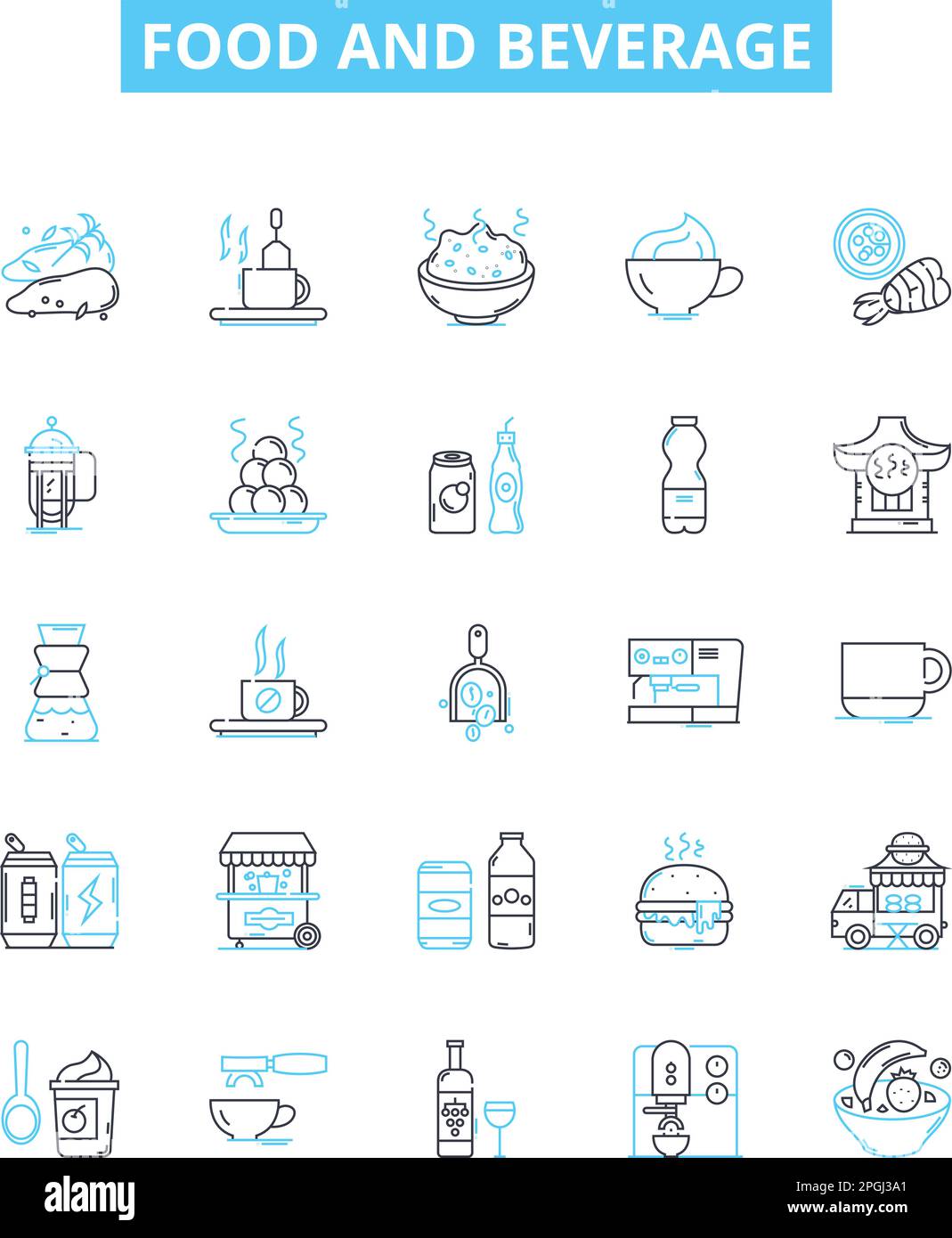 Food and beverage vector line icons set. Cuisine, Drink, Food, Beverage, Meal, Delicacy, Snack ...