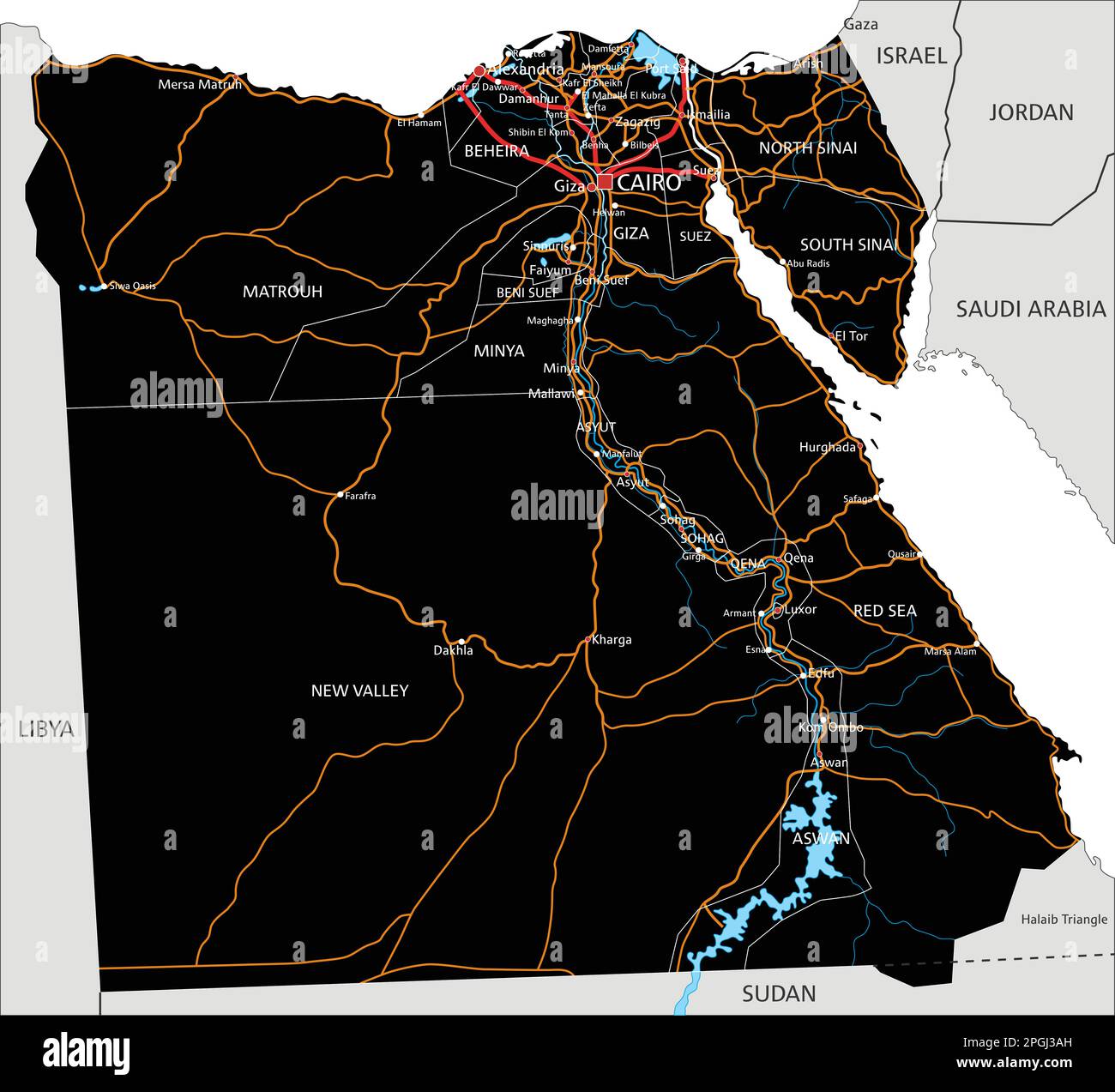 Egypt road map hi-res stock photography and images - Alamy