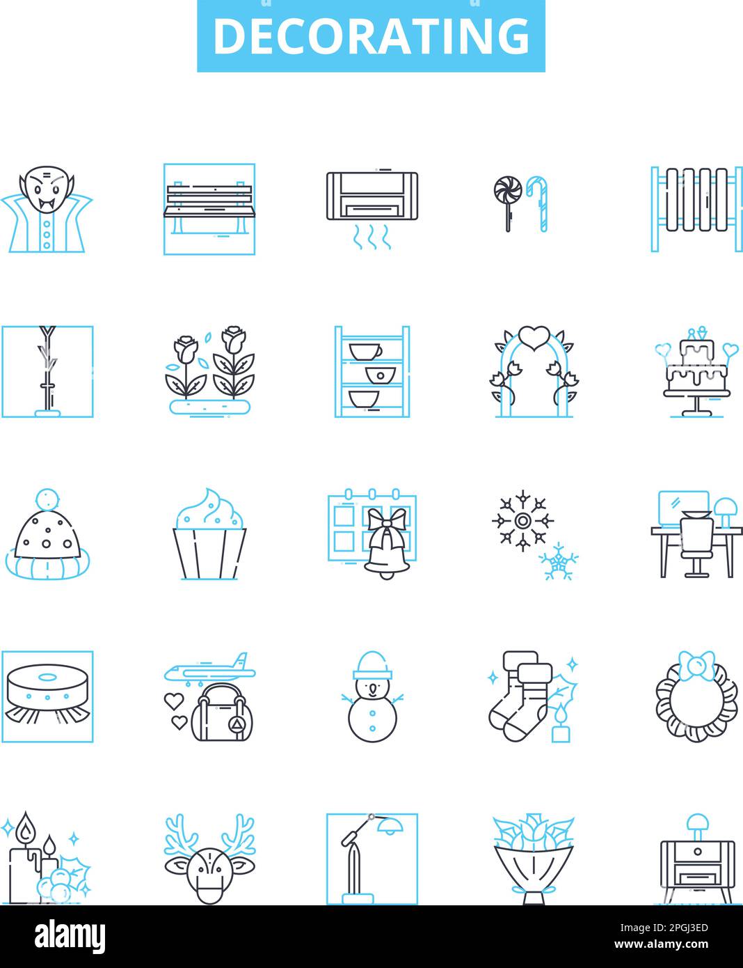 Decorating vector line icons set. Paint, Wallpaper, Furnishings ... Decorating vector line icons set. Paint, Wallpaper, Furnishings ...