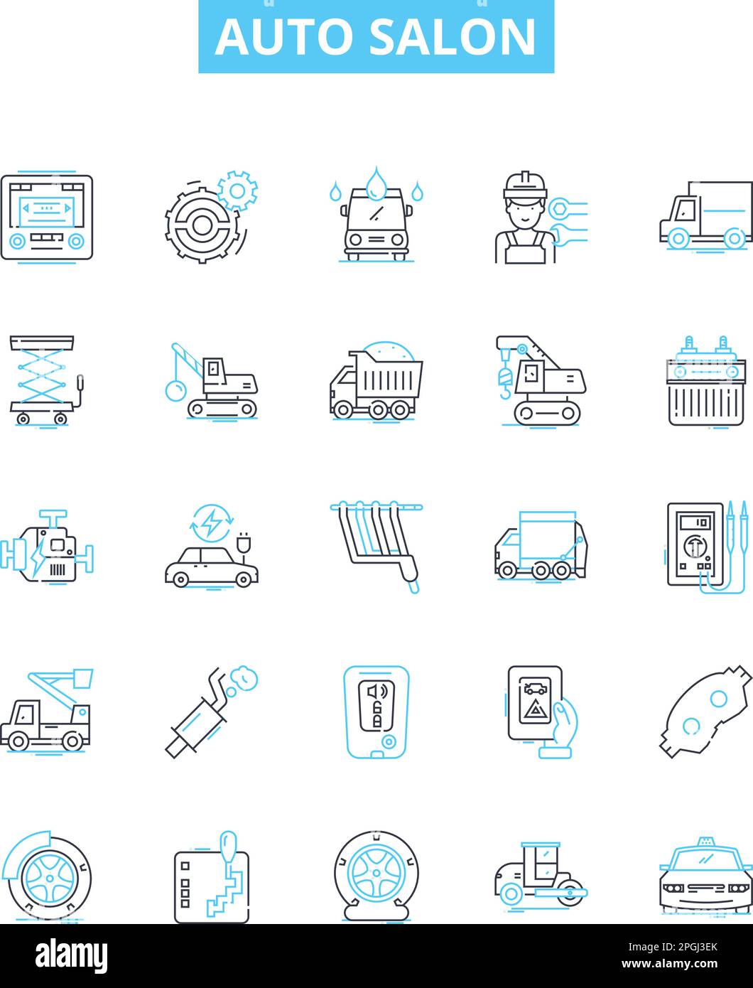 Auto salon vector line icons set. Cars, Detailing, Waxing, Polishing ...