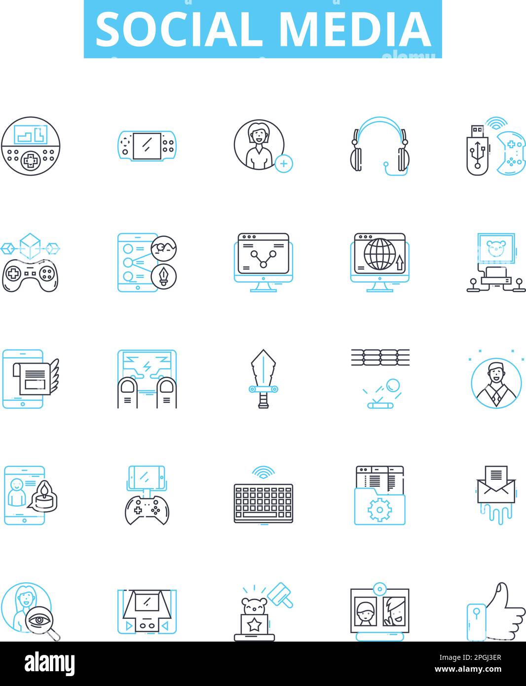 Social Media Vector Line Icons Set Networking Posts Interaction