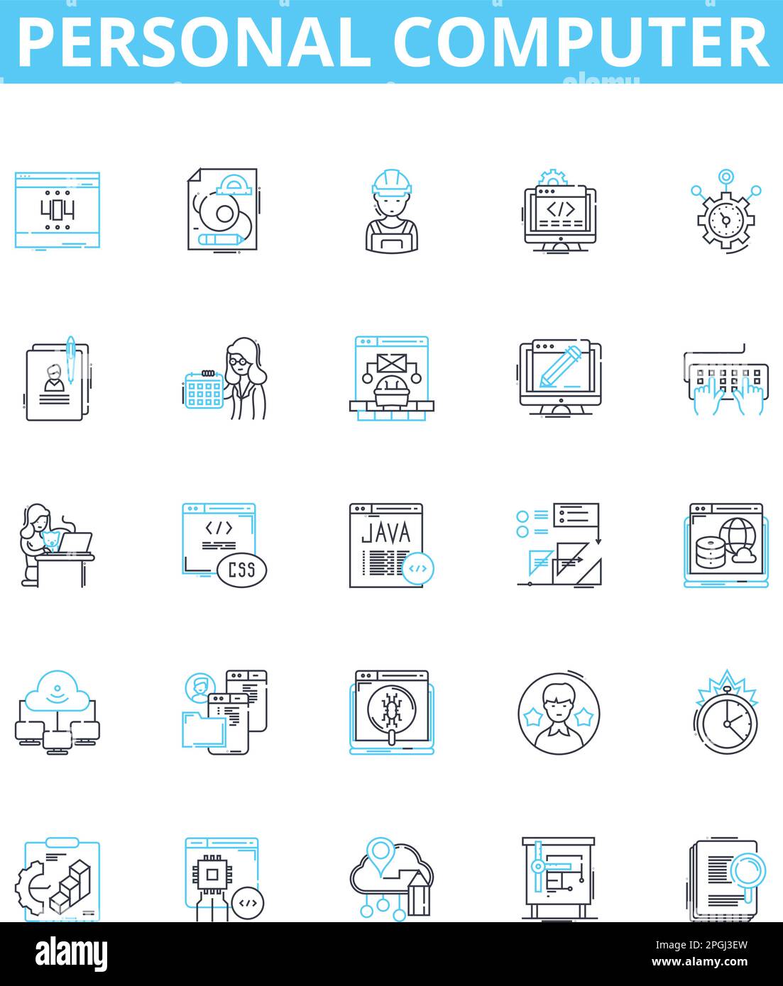 Personal computer vector line icons set. PC, Computer, Desktop, Laptop ...