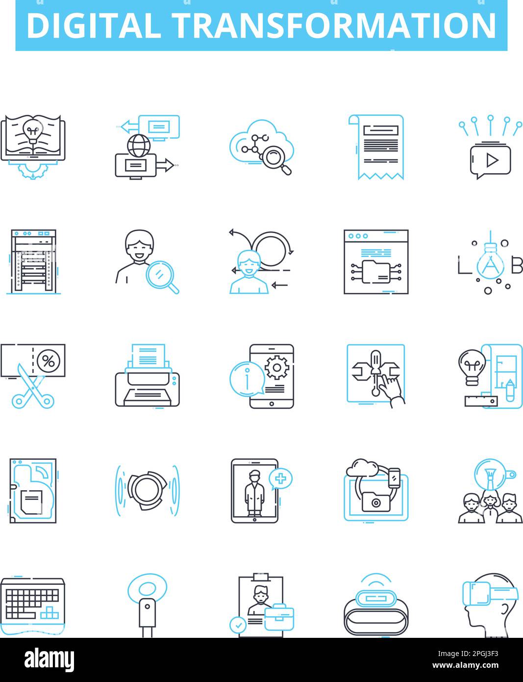 Digital Transformation Vector Line Icons Set Digital Transformation Technology Automation