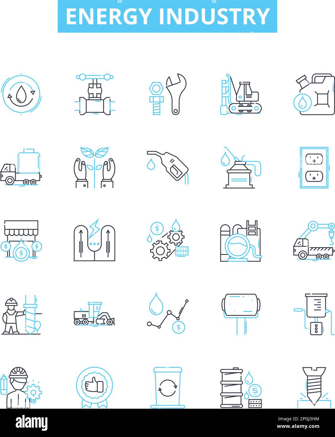 energy industry vector line icons set. Energy, Industry, Oil, Solar ...