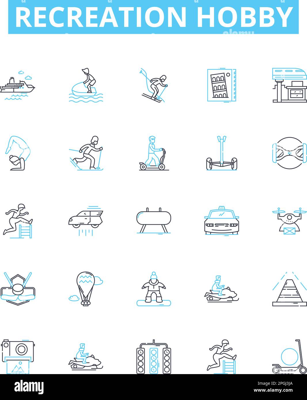 Recreation hobby vector line icons set. Sporting, Gaming, Painting ...